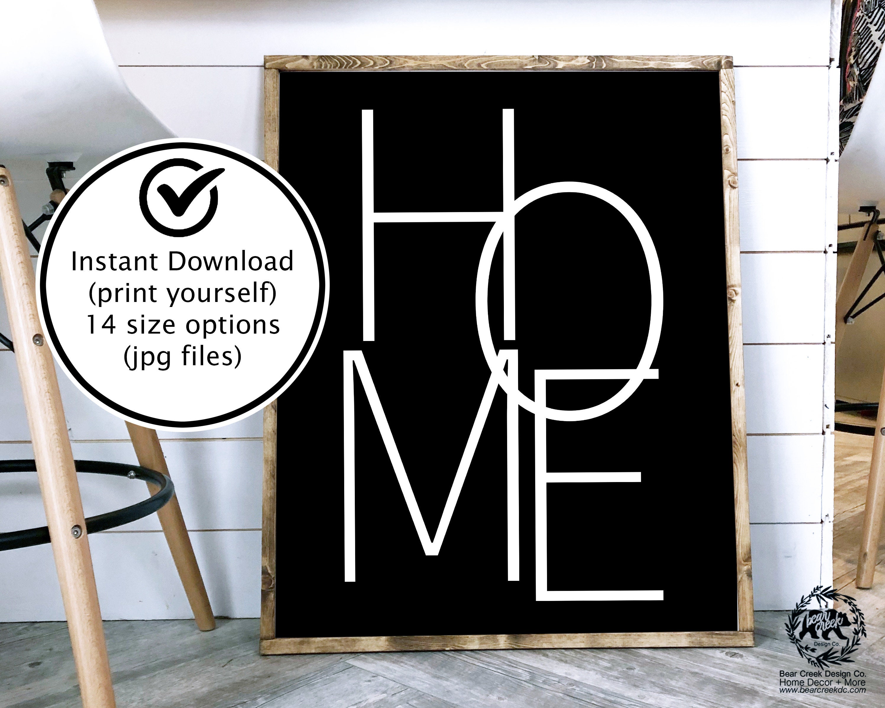 Black HOME SIGN Printable Home Print Modern Farmhouse | Etsy