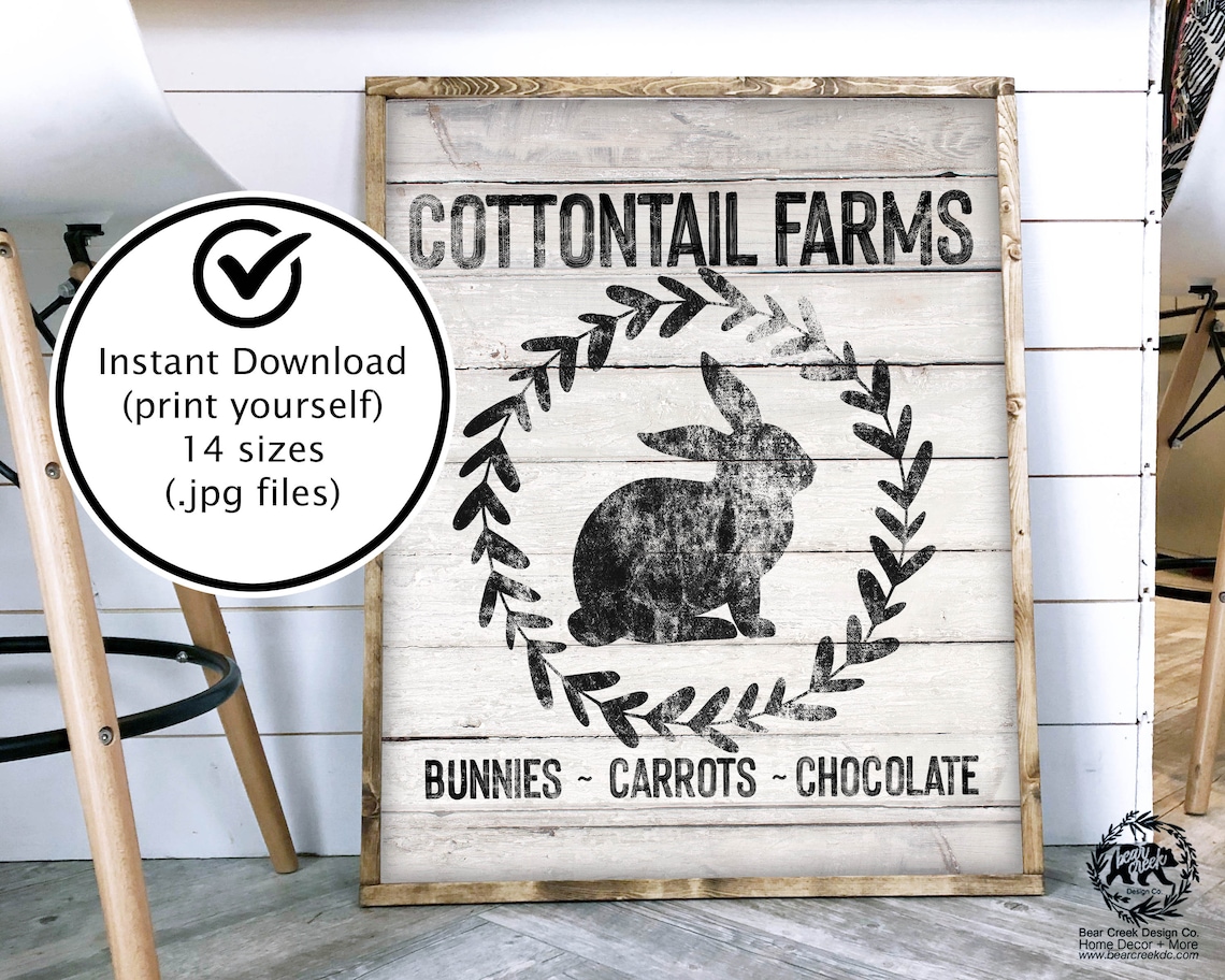 Cottontail Farms Sign Easter Farmhouse Printable Sign Easter - Etsy