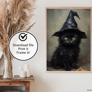Black Cat Halloween Print Cute Halloween Décor Dark Academia - Etsy