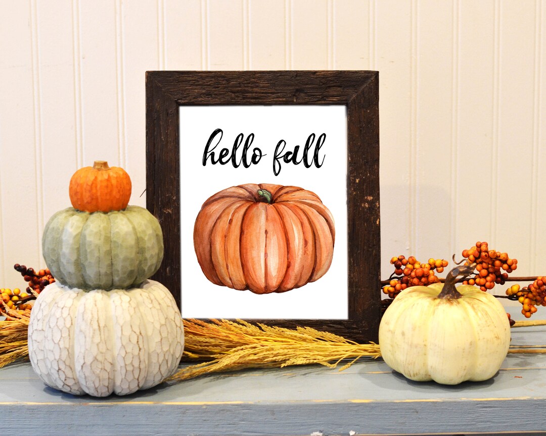 Hello Fall Pumpkin Printable / Fall Home Decor / Fall Printable ...