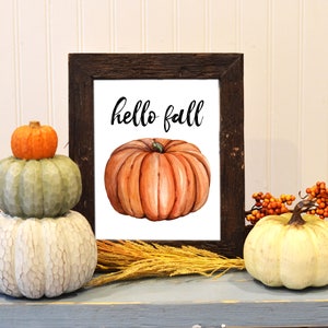Hello Fall Pumpkin Printable / Fall Home Decor / Fall Printable ...