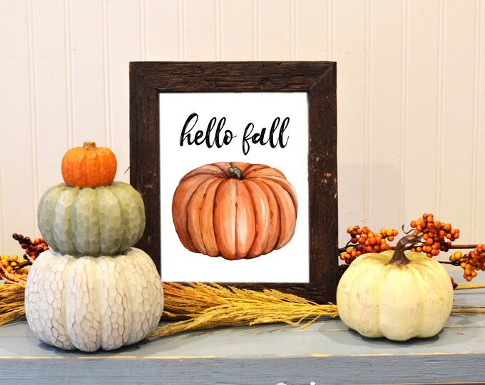 Hello Fall Pumpkin Printable / Fall Home Decor / Fall Printable ...