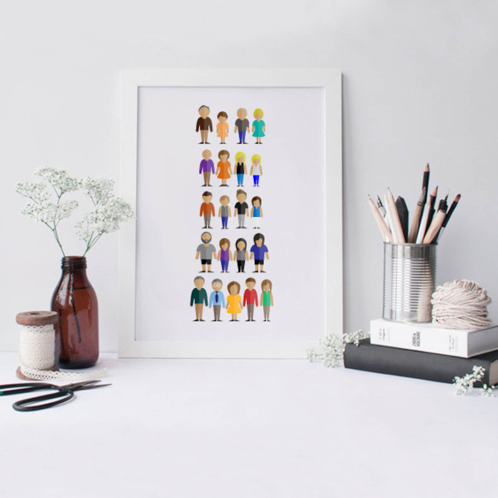 Custom Family Illustration Extended Family Portrait Family - Etsy