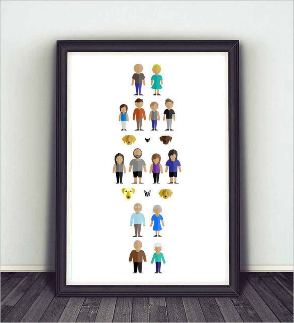 Custom Family Illustration Extended Family Portrait | Etsy