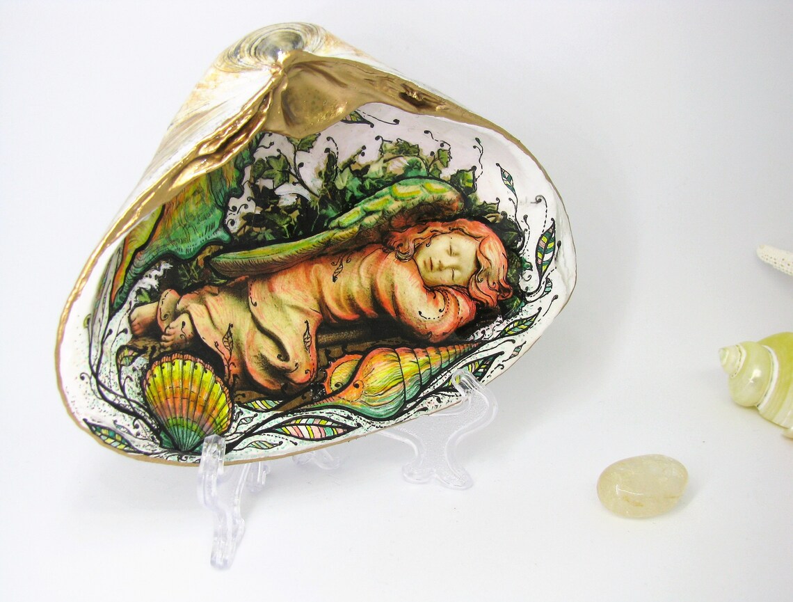 Sea Shells Ring Jewelry Dish Guardian Angel Wings Personalized - Etsy