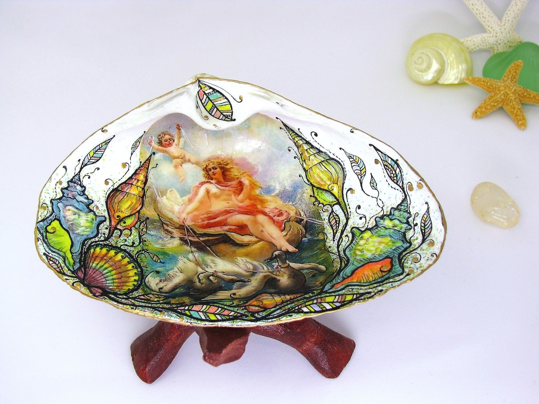 Hand-painted Aphrodite Seashell Trinket Dish: Birth of Venus Art - Etsy