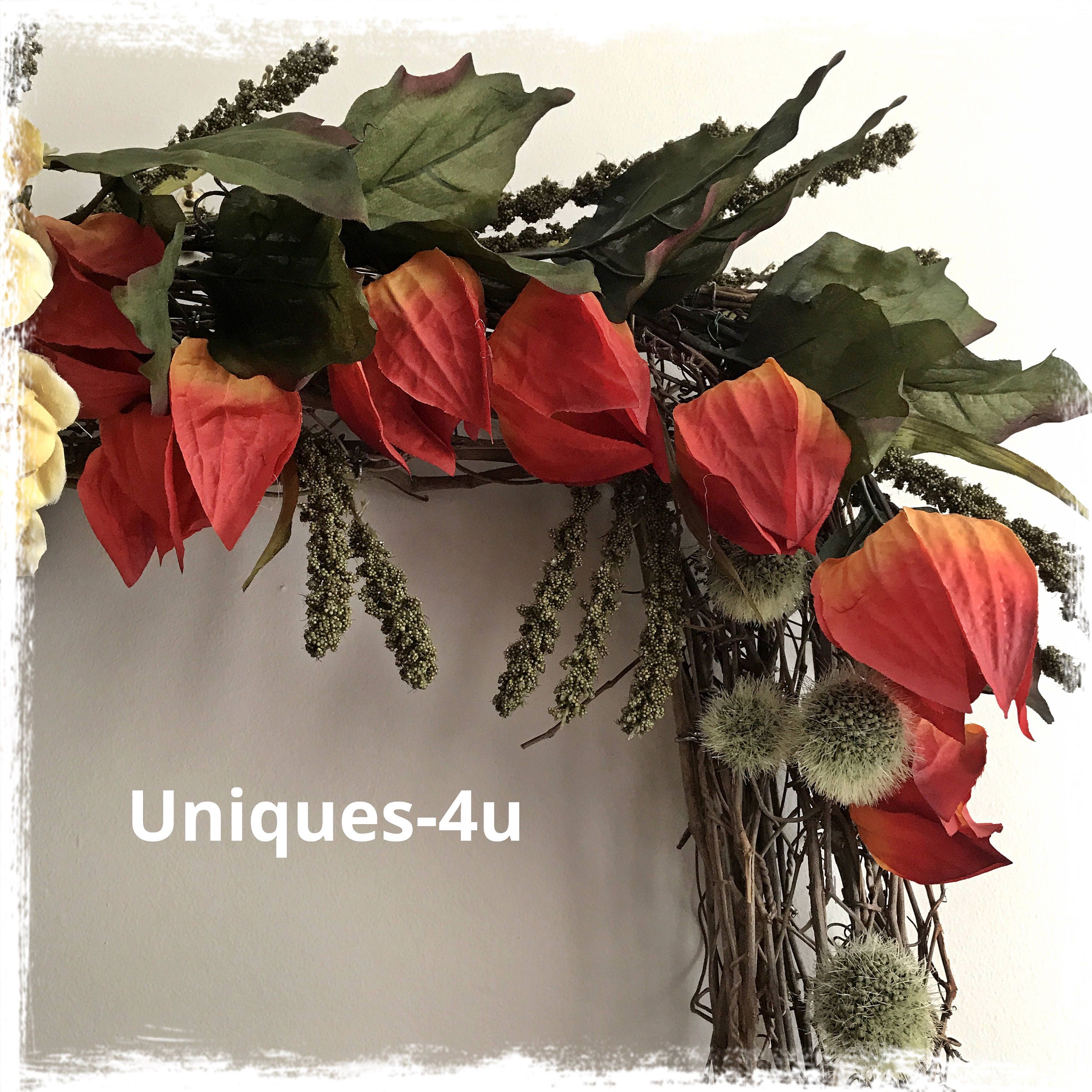 Square Autumn Wreath Fall Wreath Silk Flowers-hydrangeas - Etsy