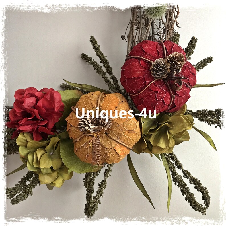 Square Autumn Wreath Fall Wreath Silk Flowers-hydrangeas - Etsy