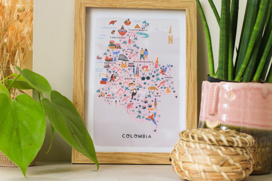 Colombia Illustrated Map / Print /wall Art / Travel Gift - Etsy