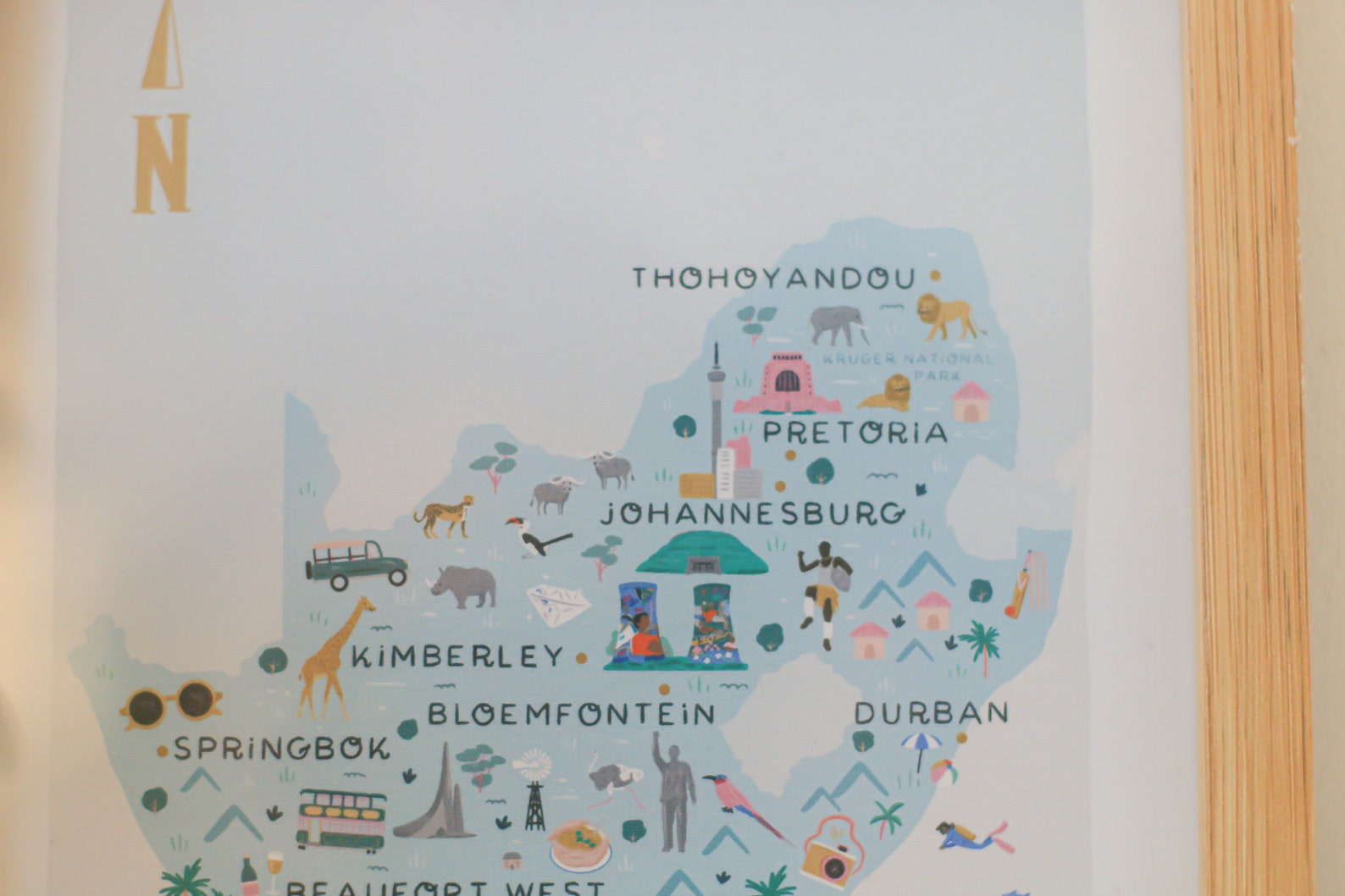 South Africa Illustrated Map / Print /wall Art / Travel Gift - Etsy