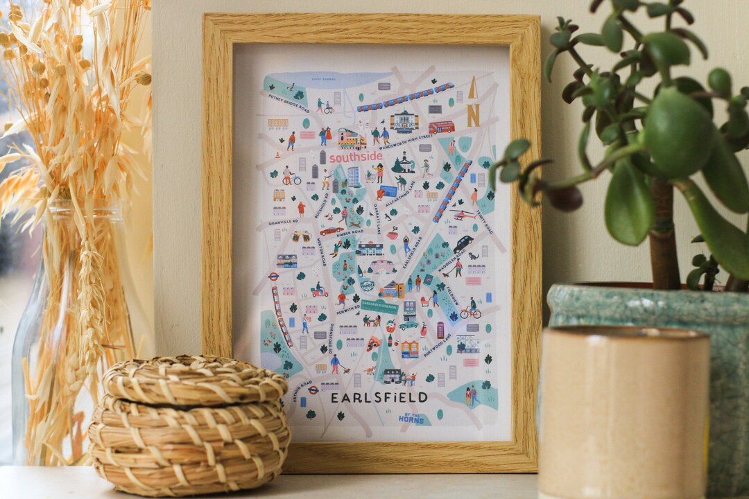 Earlsfield / SW18 London Illustrated Map / Print /wall Art / Travel ...