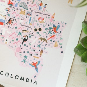 Colombia Illustrated Map / Print /wall Art / Travel Gift - Etsy
