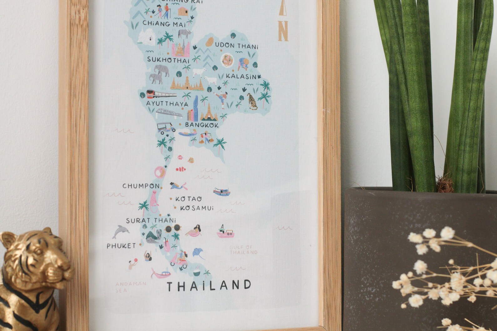 Thailand Illustrated Map / Print /wall Art / Travel Gift - Etsy