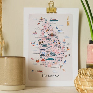 Sri Lanka Illustrated Map / Print /wall Art / Travel Gift - Etsy
