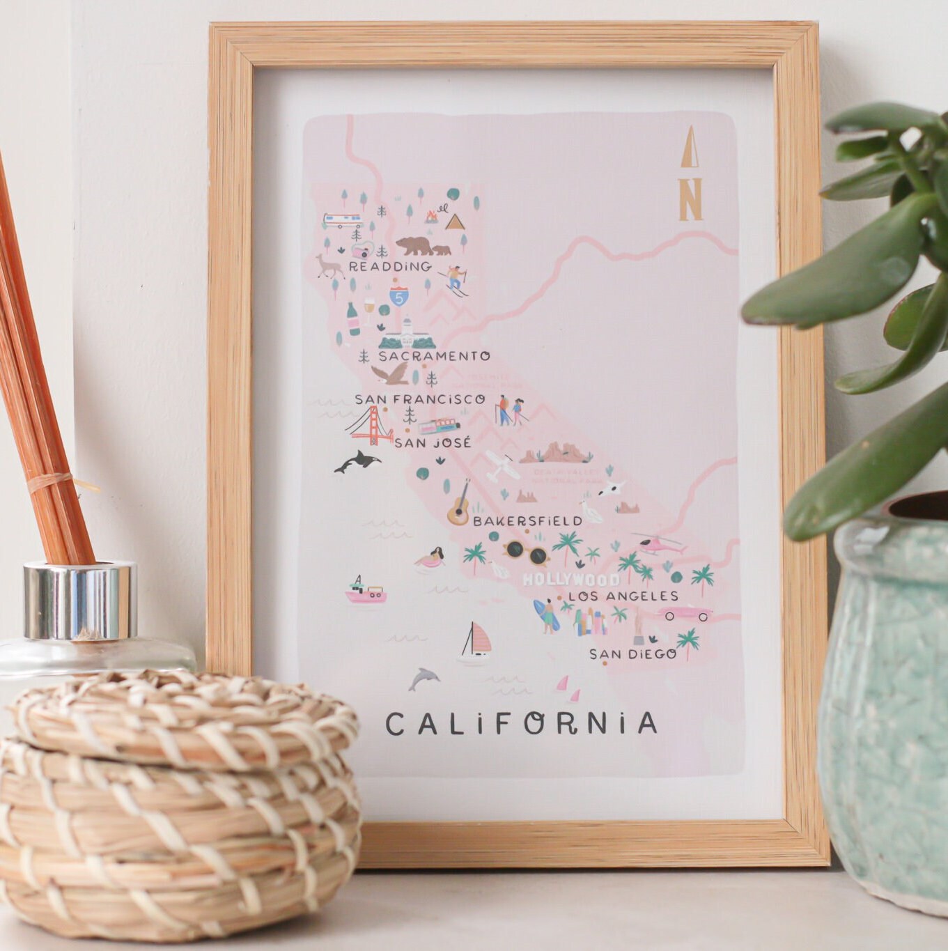 California Illustrated Map / Print /wall Art / Travel Gift | Etsy