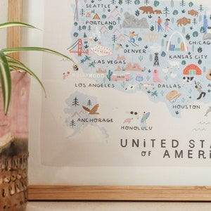 USA Illustrated Map / Print /wall Art / Travel Gift - Etsy UK