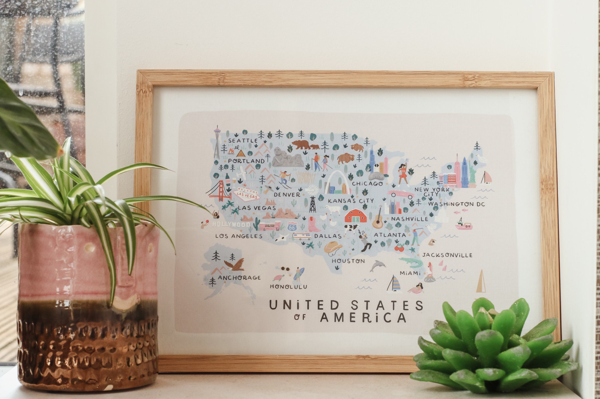 USA Illustrated Map / Print /wall Art / Travel Gift - Etsy UK