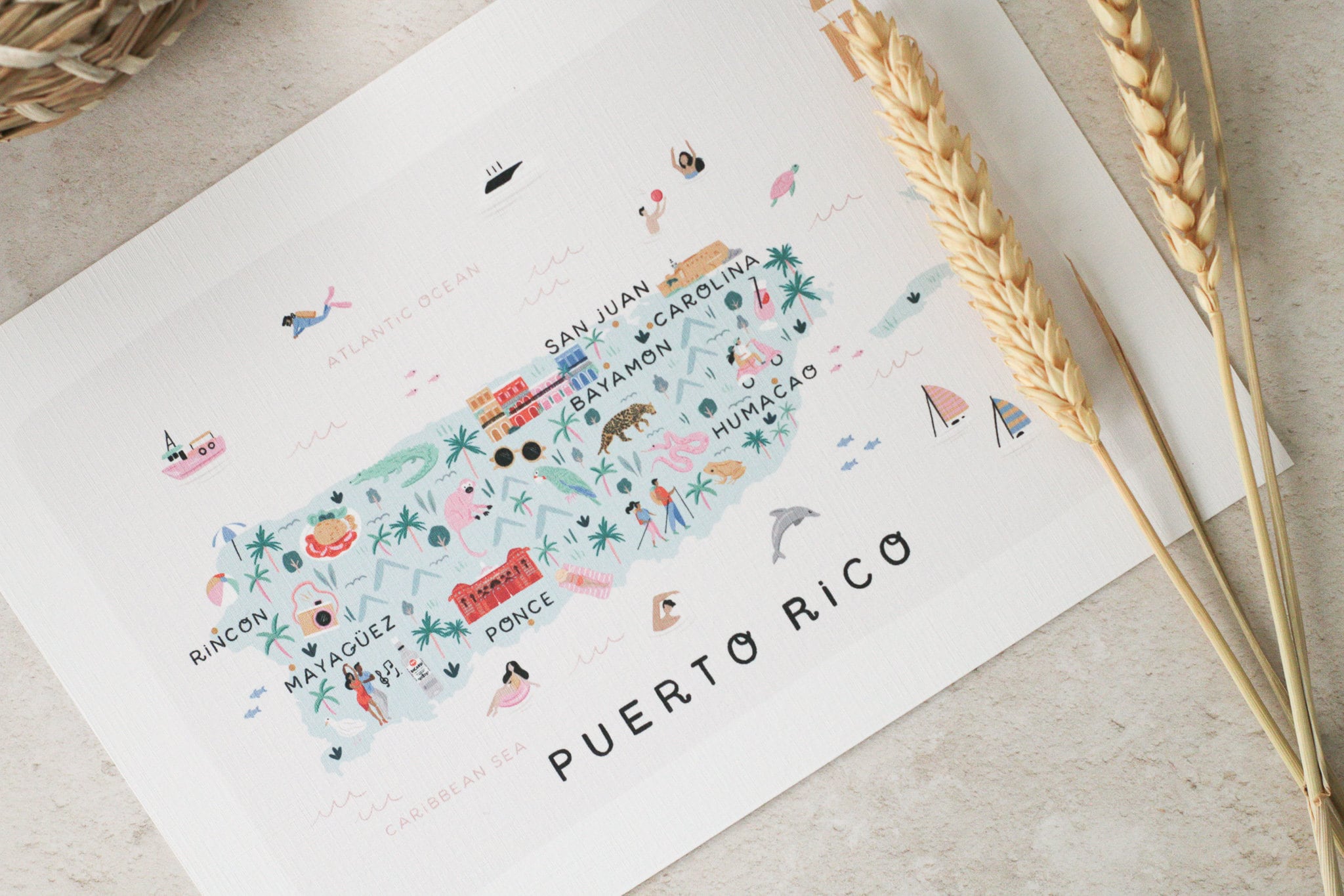 Puerto Rico Illustrated Map / Print /wall Art / Travel Gift | Etsy