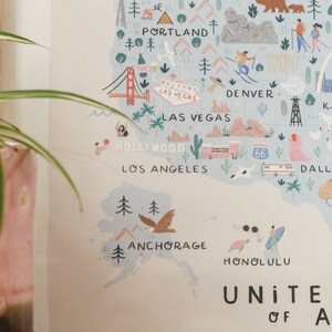 USA Illustrated Map / Print /wall Art / Travel Gift - Etsy UK