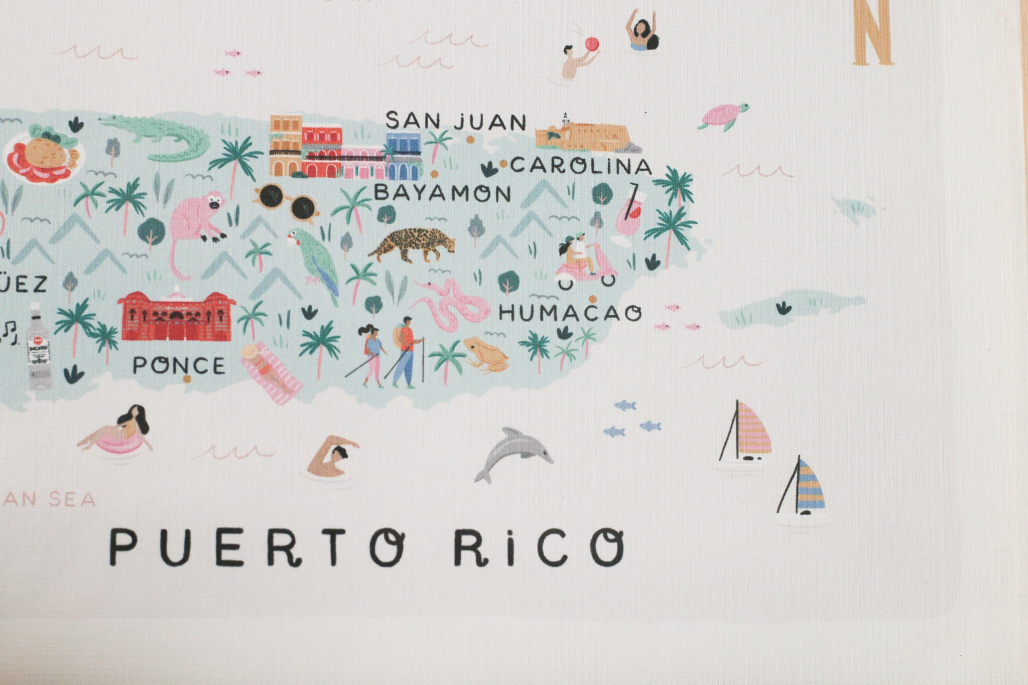 Puerto Rico Illustrated Map / Print /wall Art / Travel Gift | Etsy