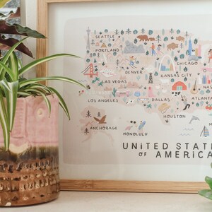 USA Illustrated Map / Print /wall Art / Travel Gift - Etsy UK