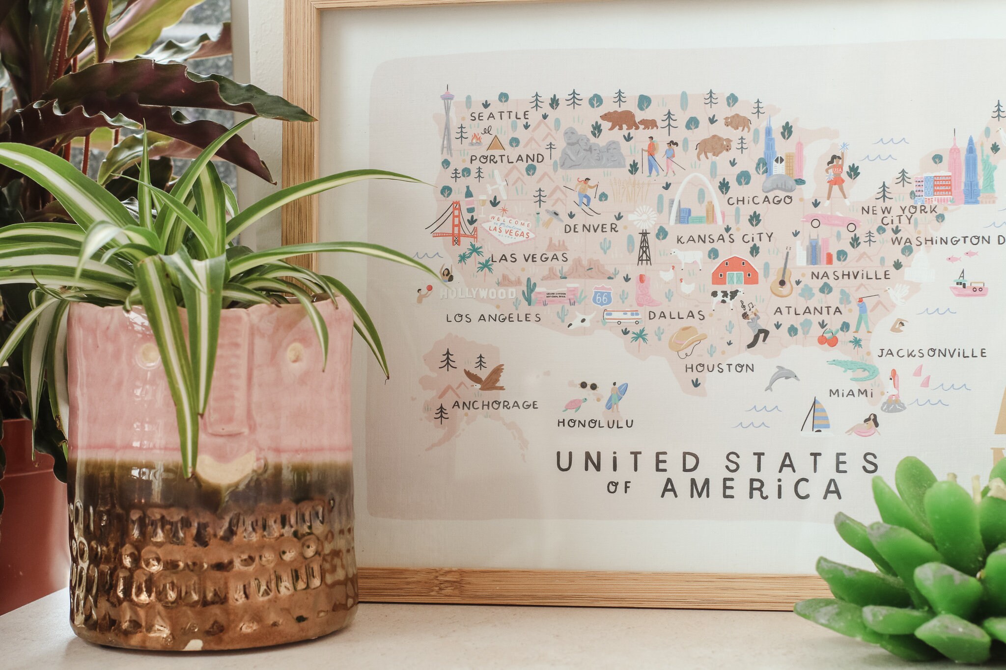 USA Illustrated Map / Print /wall Art / Travel Gift - Etsy UK