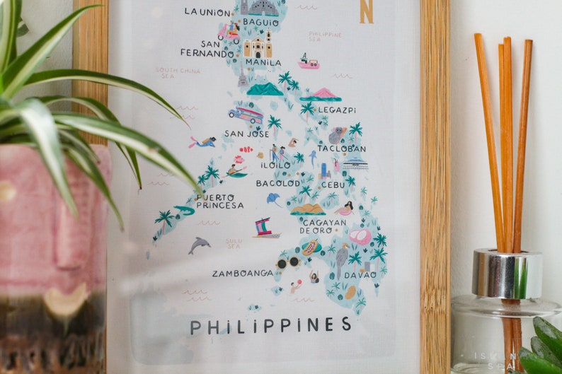 Philippines Illustrated Map / Print /wall Art / Travel Gift - Etsy