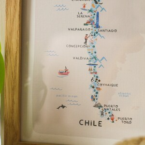 Chile Illustrated Map / Print /wall Art / Travel Gift - Etsy
