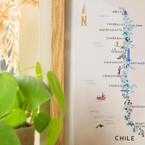 Chile Illustrated Map / Print /wall Art / Travel Gift - Etsy