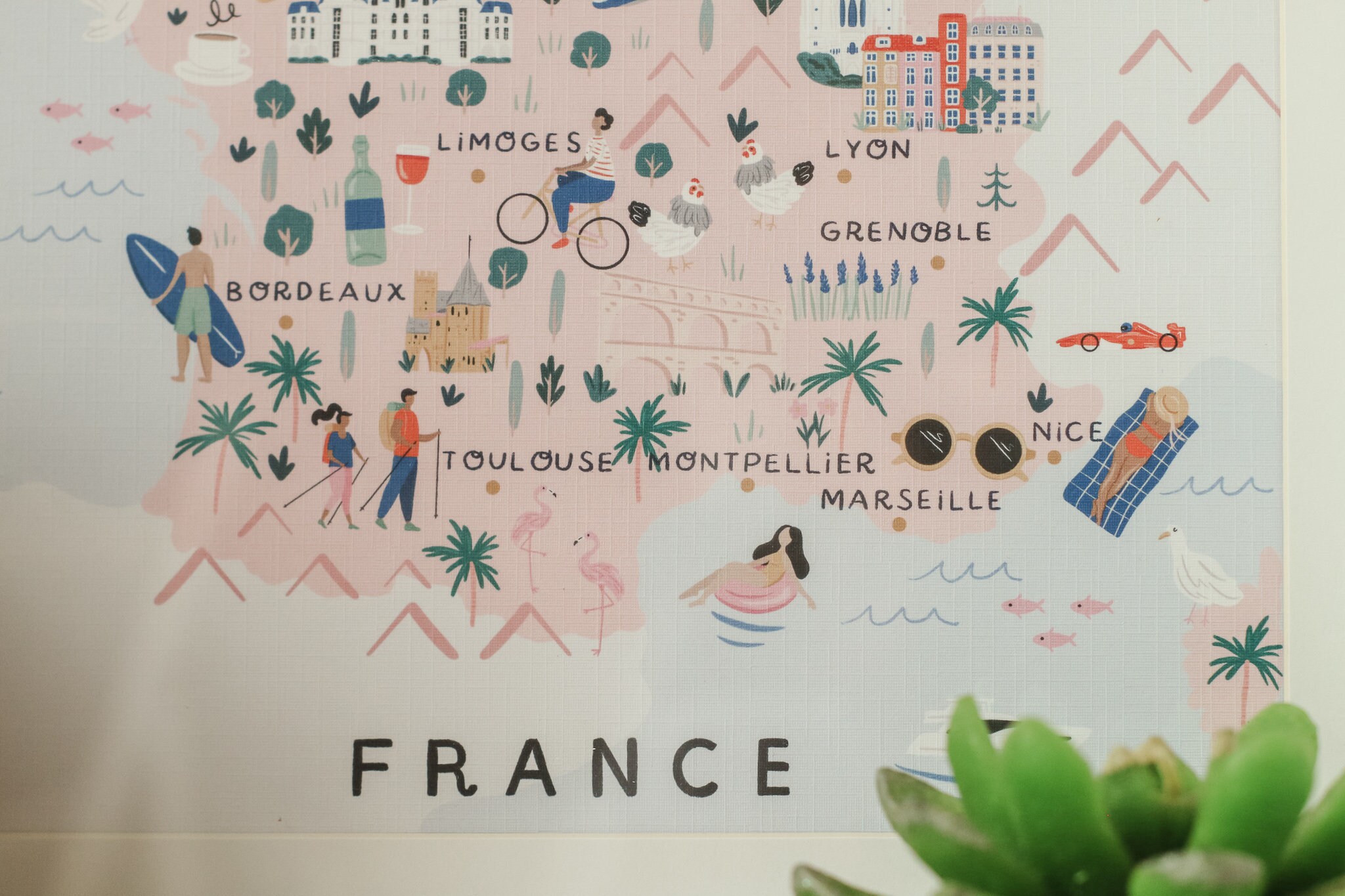 France Illustrated Map / Print /wall Art / Travel Gift - Etsy