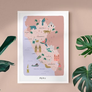 Peru illustrated Map / Print /Wall Art / Travel Gift More | Etsy
