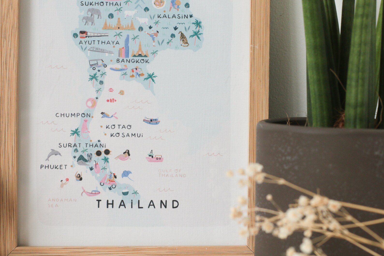 Thailand Illustrated Map / Print /wall Art / Travel Gift - Etsy
