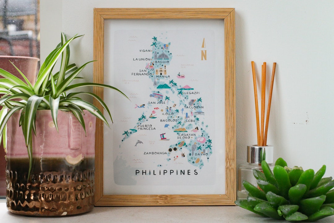 Philippines Illustrated Map / Print /wall Art / Travel Gift - Etsy