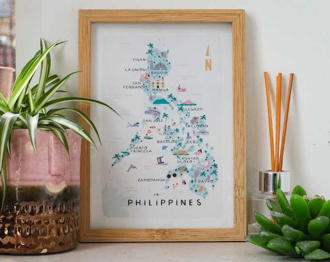 Philippines Illustrated Map / Print /wall Art / Travel Gift - Etsy
