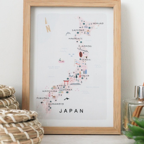 Japan Map Art Print Illustrated Wall Decor Nursery Decor | Etsy