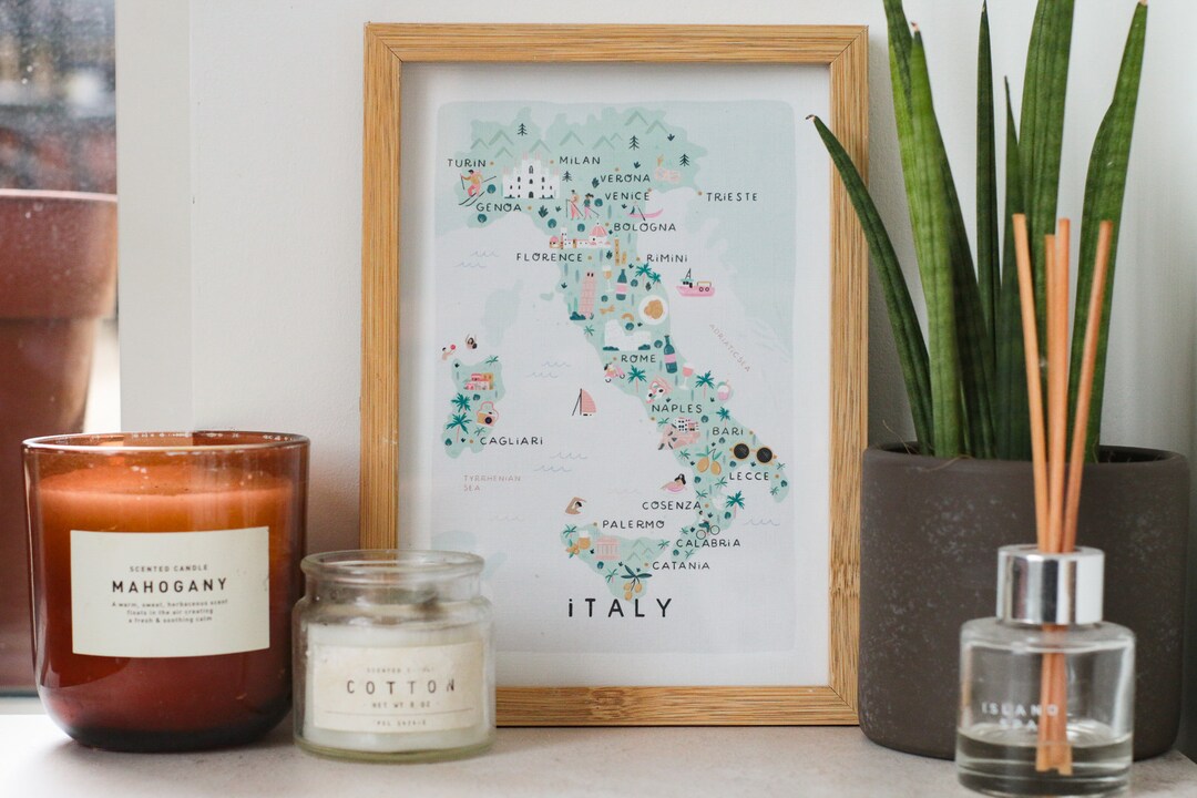 Italy Illustrated Map / Print /wall Art / Travel Gift - Etsy