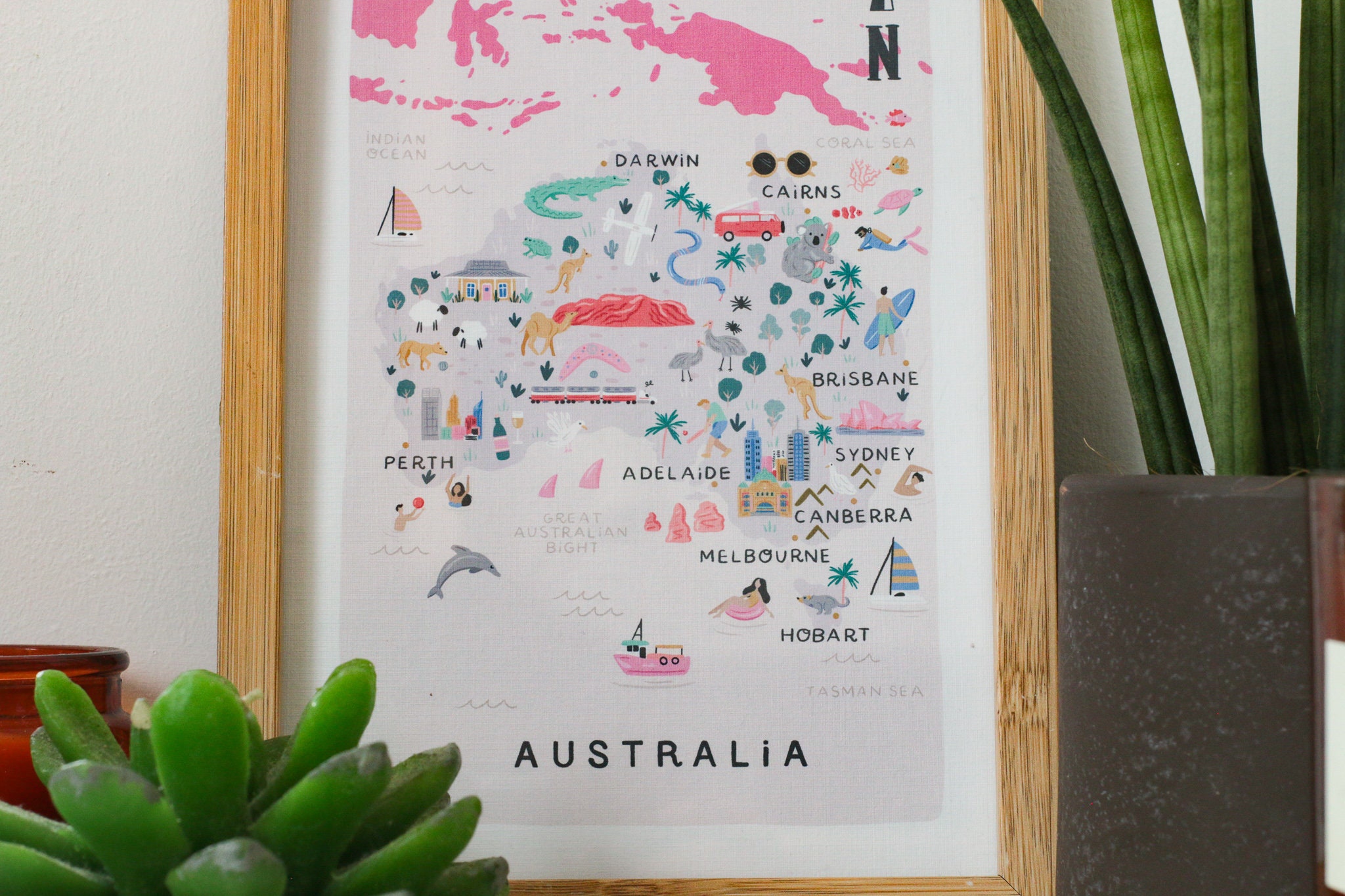 Australia Illustrated Map / Print /wall Art / Travel Gift - Etsy UK