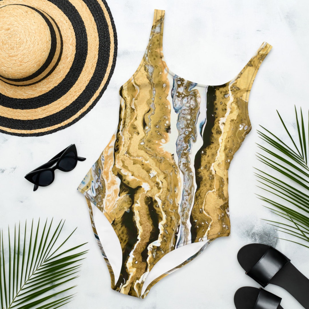 GOLD One-piece Swimsuit - Etsy