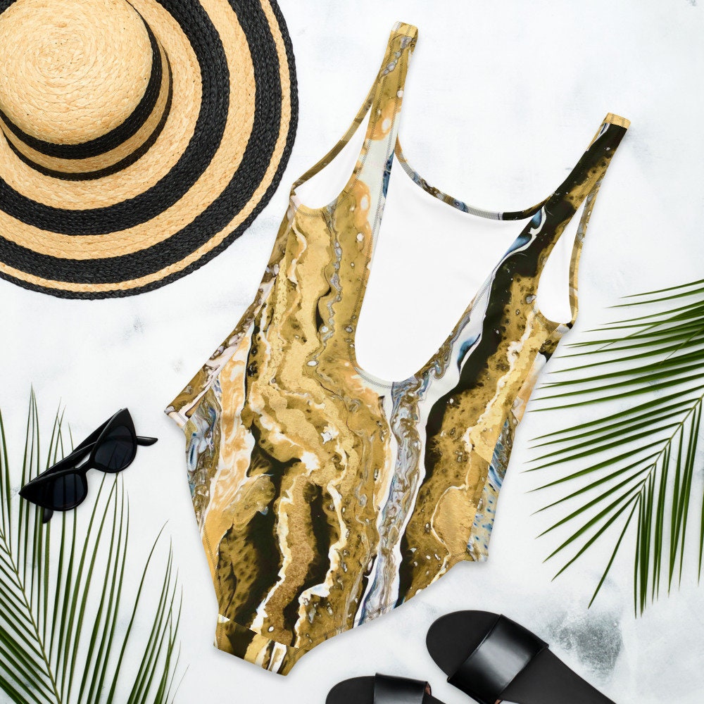 GOLD One-piece Swimsuit - Etsy