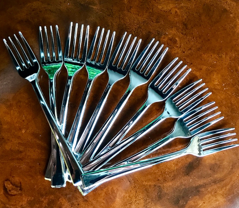 Mini Silver Finish Plastic Forks 24ct Miniature Forks- Appetizers Hors ...
