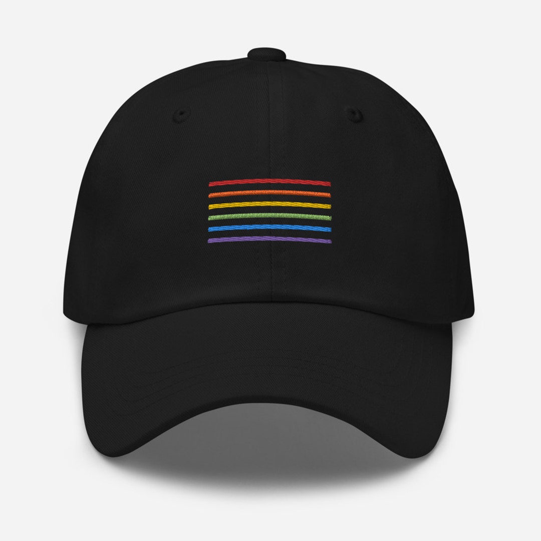Rainbow Pride Flag Dat Hat | Minimalist Rainbow Embroidery Gay Pride ...