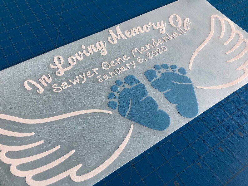 In Loving Memory of Baby Footprints Angel Wings Memorial Car - Etsy