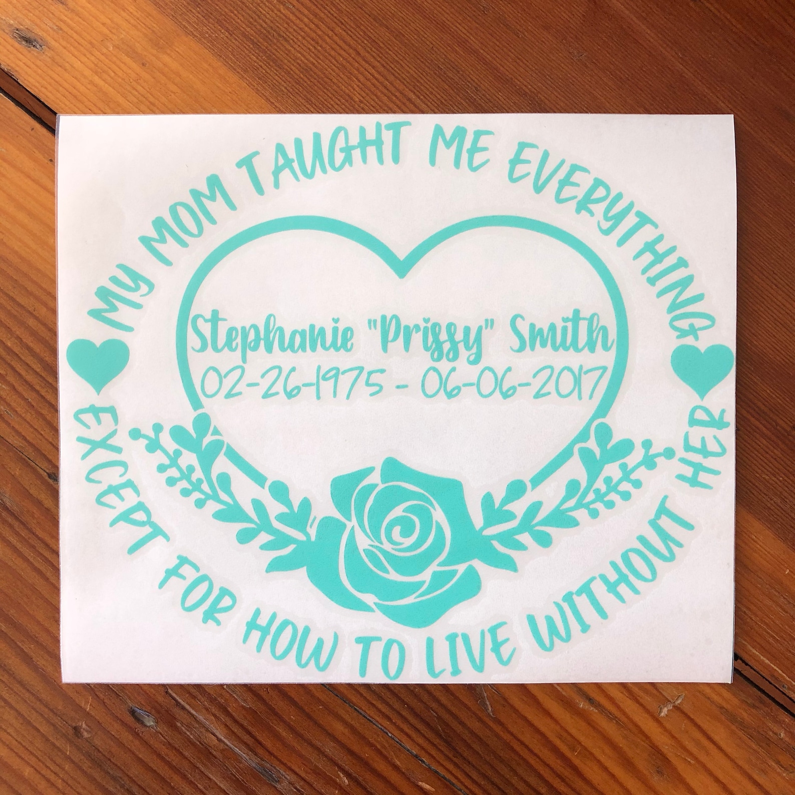 Mom Mother Memorial Vinyl Decal, Custom Tribute Remembrance Sticker ...