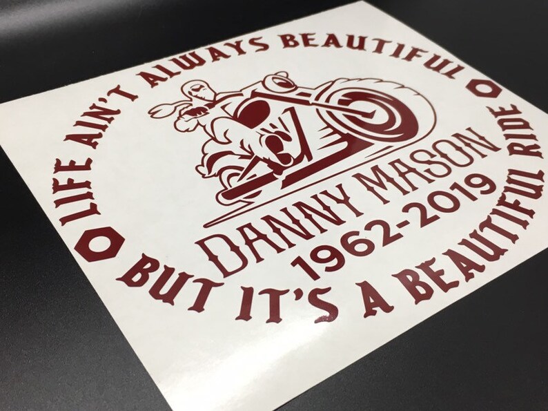 Beautiful Ride Biker Memorial Vinyl, Tribute Sticker, in Loving Memory ...