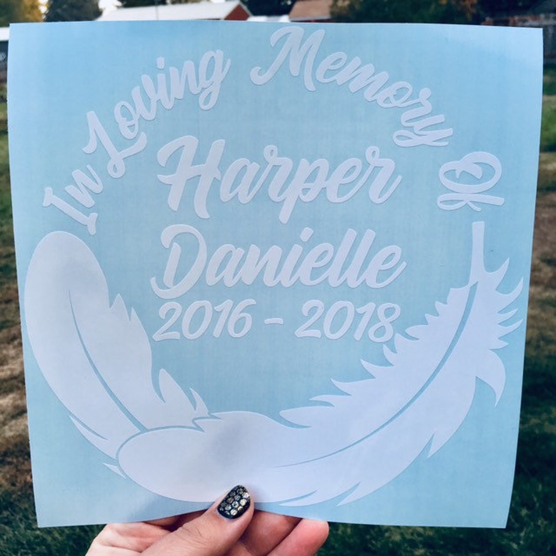 In Loving Memory Feather Memorial Vinyl Decal Custom Tribute | Etsy