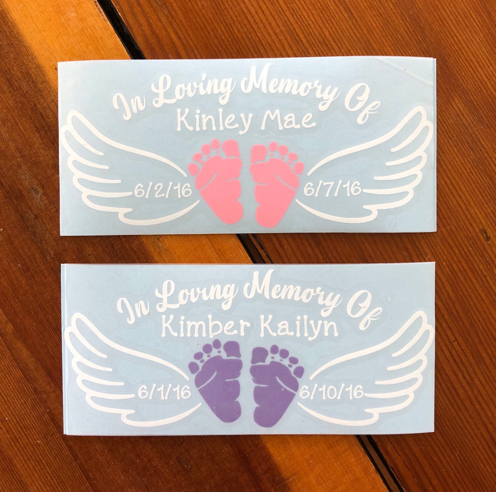 In Loving Memory of Baby Footprints Angel Wings Memorial Car Decal ...