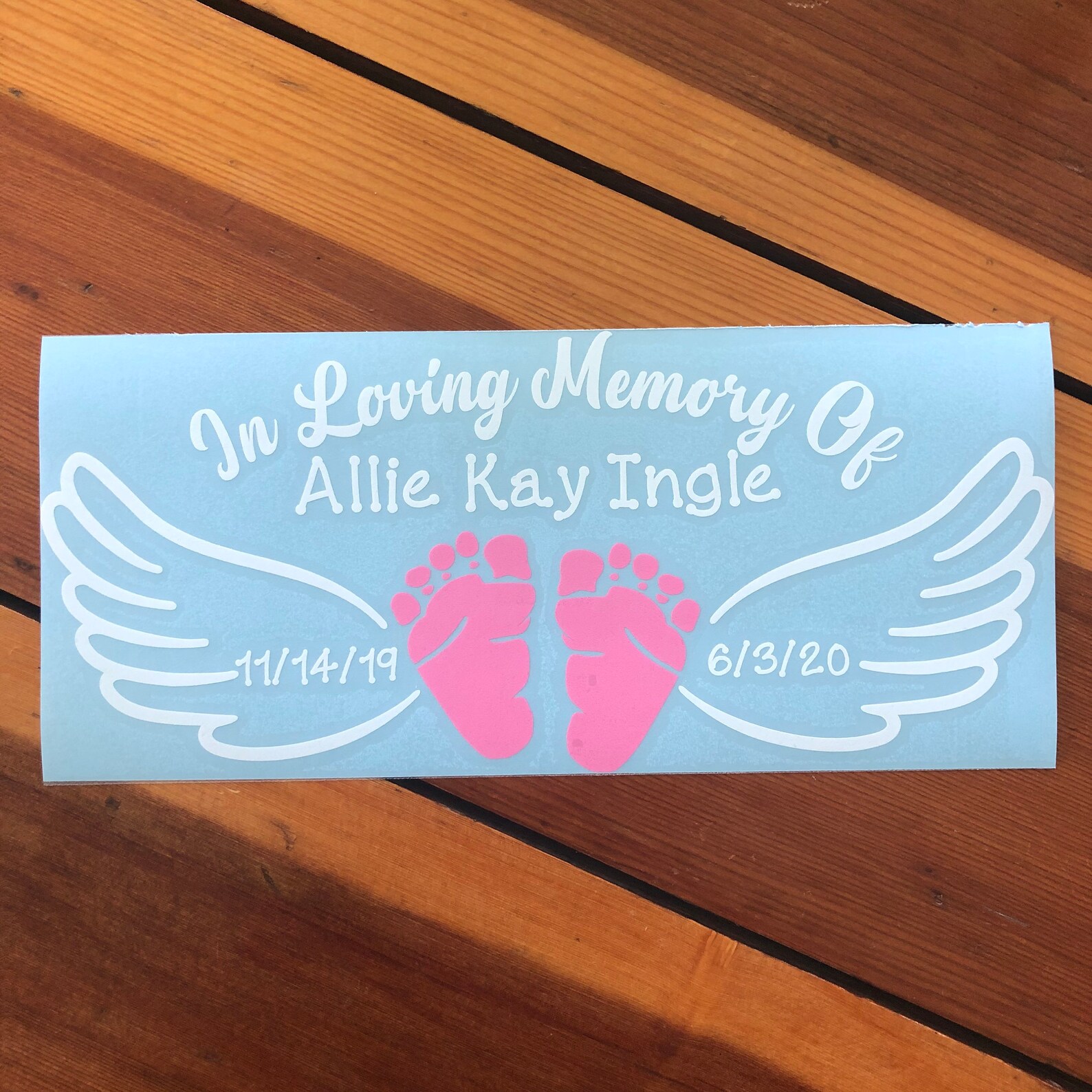 In Loving Memory of Baby Footprints Angel Wings Memorial Car Decal ...