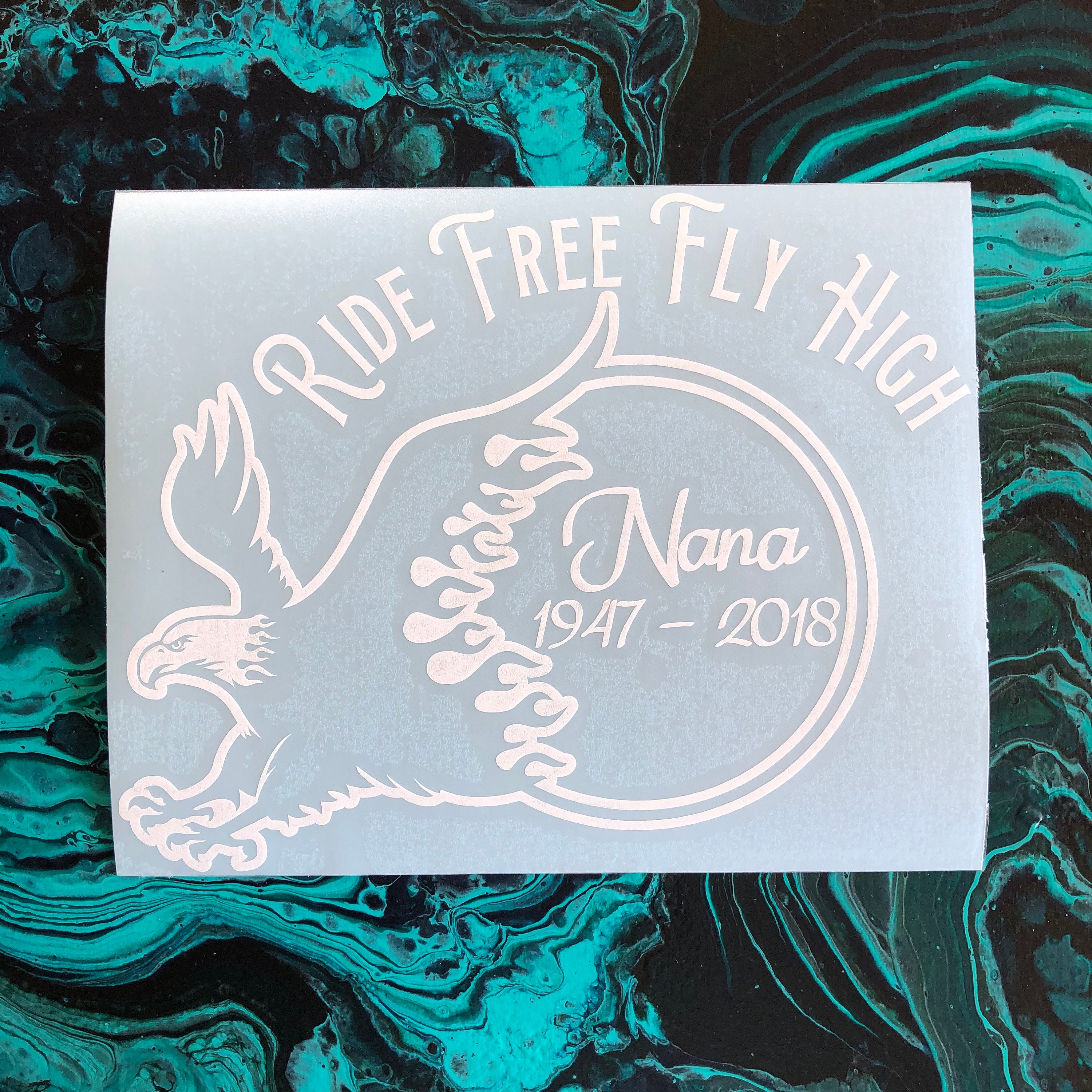 Ride Free Eagle Biker Memorial Vinyl, Tribute Sticker, in Loving Memory ...