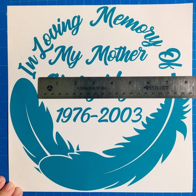 In Loving Memory Feather Memorial Vinyl Decal Custom Tribute | Etsy