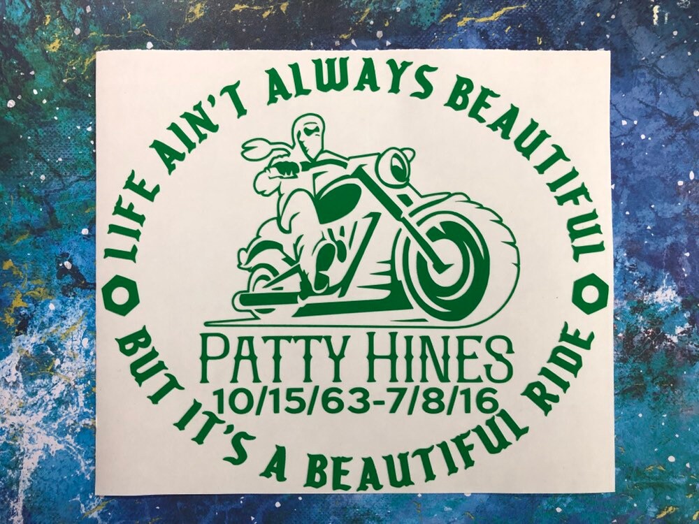 Beautiful Ride Biker Memorial Vinyl, Tribute Sticker, in Loving Memory ...